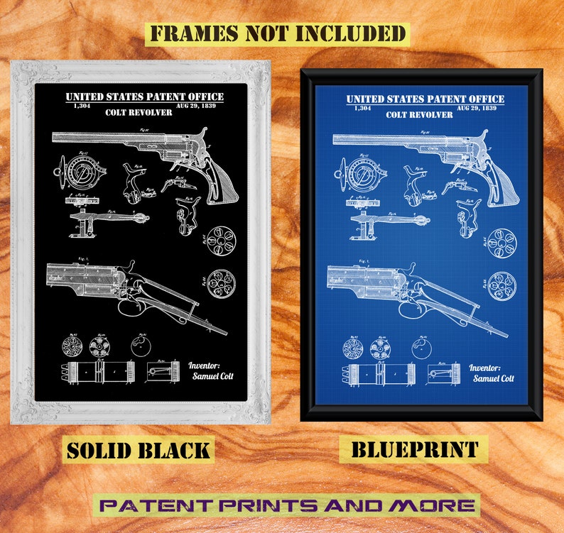 Colt Revolver Poster Vintage Gun Art Revolver Patent | Etsy