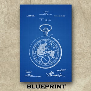 Pocket Watch Patent Print Horology Poster Vintage Pocket - Etsy