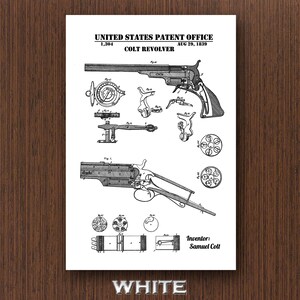 Colt Revolver Poster Vintage Gun Art Revolver Patent | Etsy