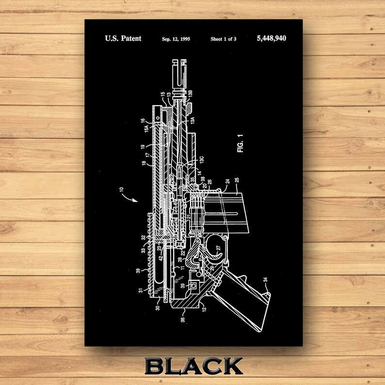 1995 M-16 Rifle Patent M16 Print Assault Rifle Poster | Etsy