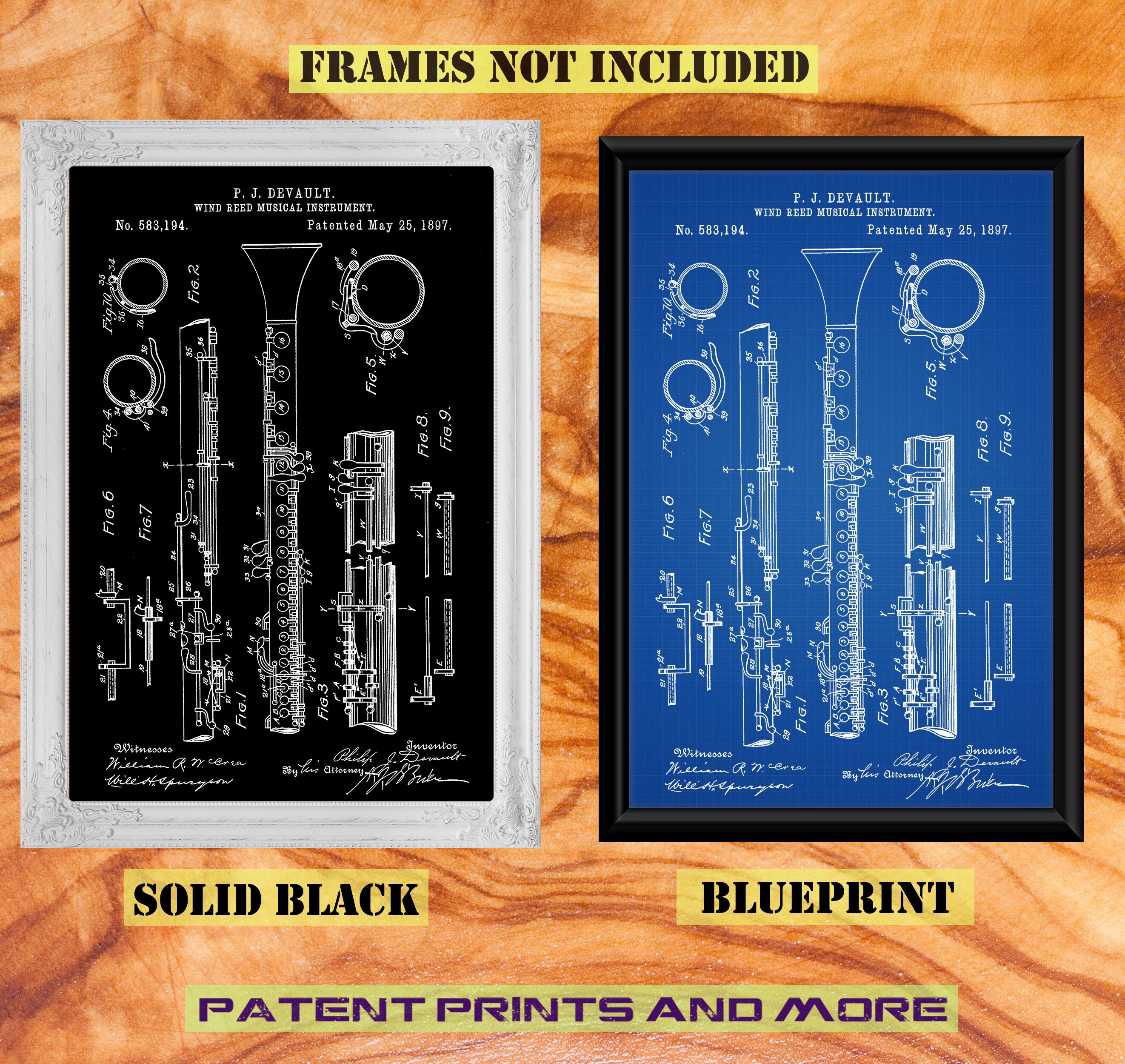Clarinet Patent Print Clarinet Poster Woodwind Instrument | Etsy
