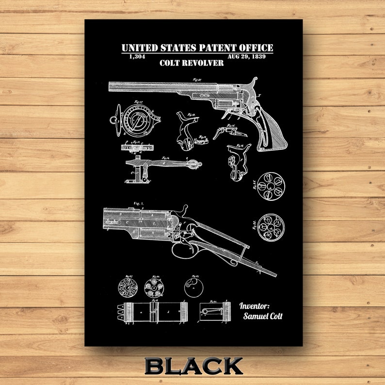 Colt Revolver Poster Vintage Gun Art Revolver Patent - Etsy
