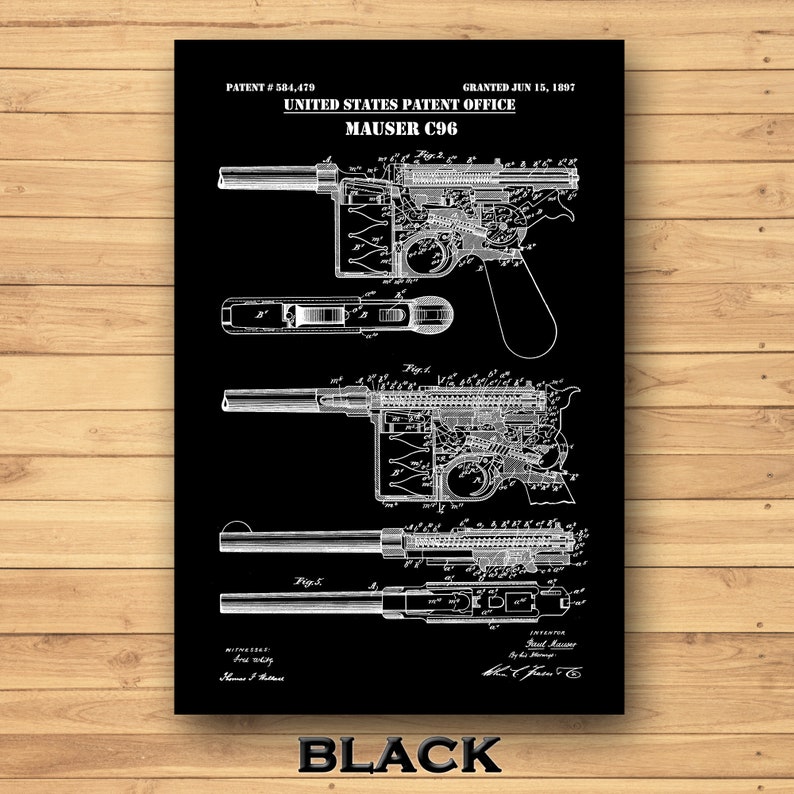 Mauser C96 Patent Print Mauser Pistol Poster Old Gun Art | Etsy