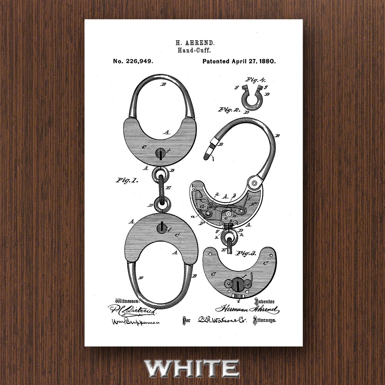 Handcuffs Patent Print Handcuff Poster Police Gift Vintage - Etsy