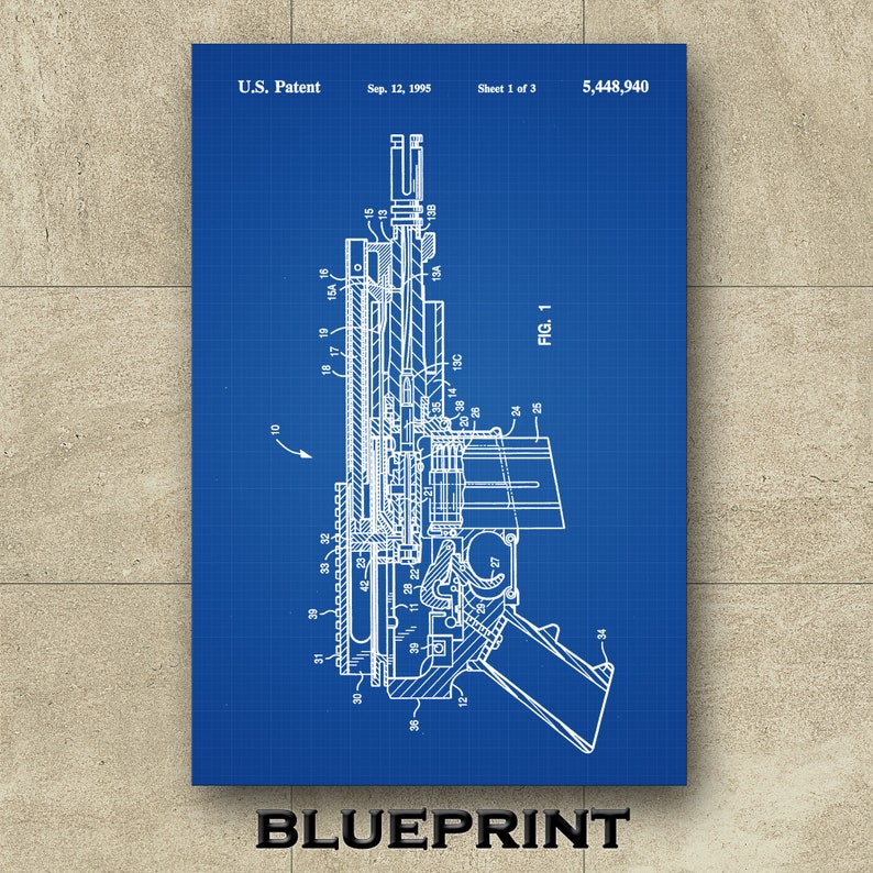 1995 M-16 Rifle Patent M16 Print Assault Rifle Poster | Etsy