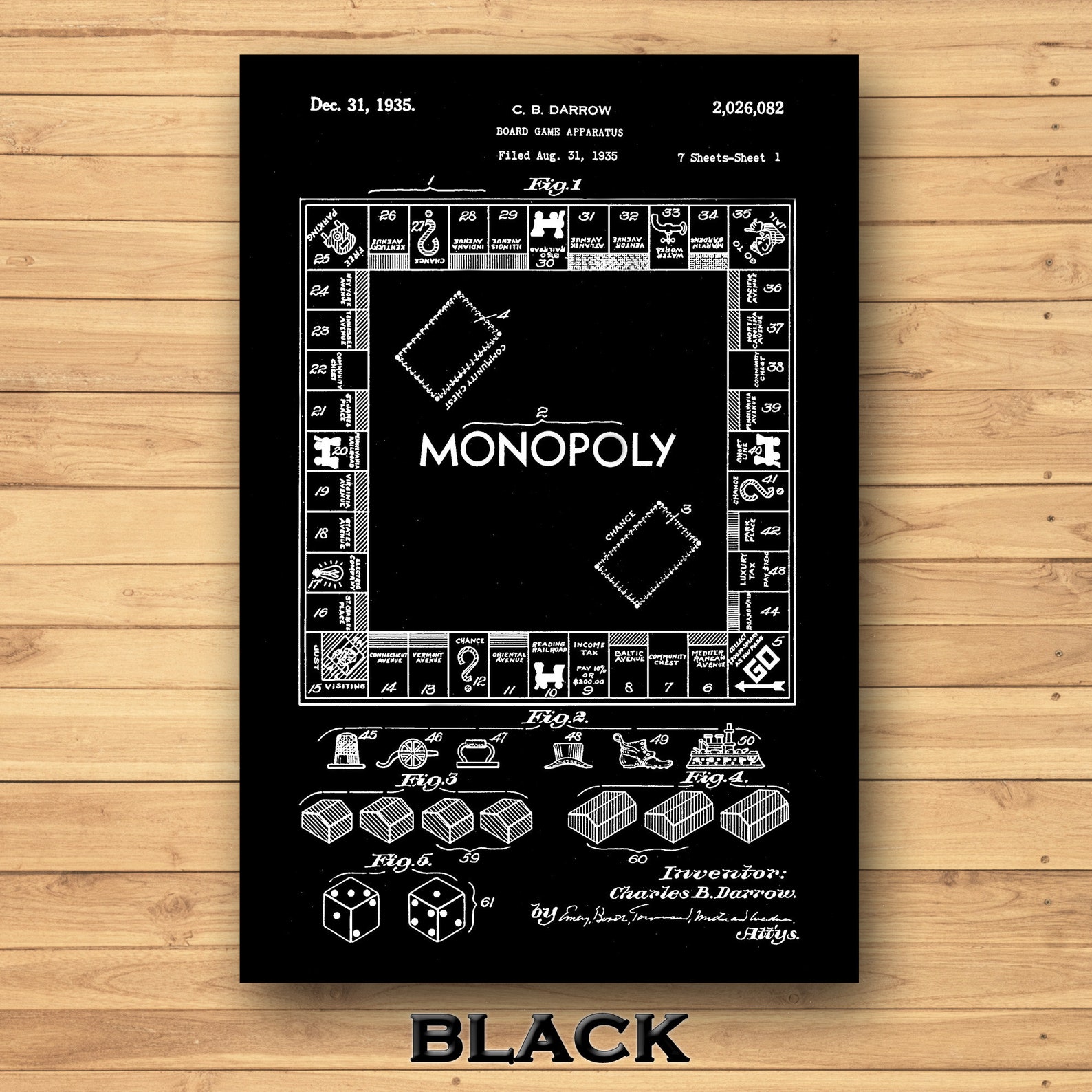 1935 Monopoly Poster Monopoly Prints Patent Monopoly Art | Etsy