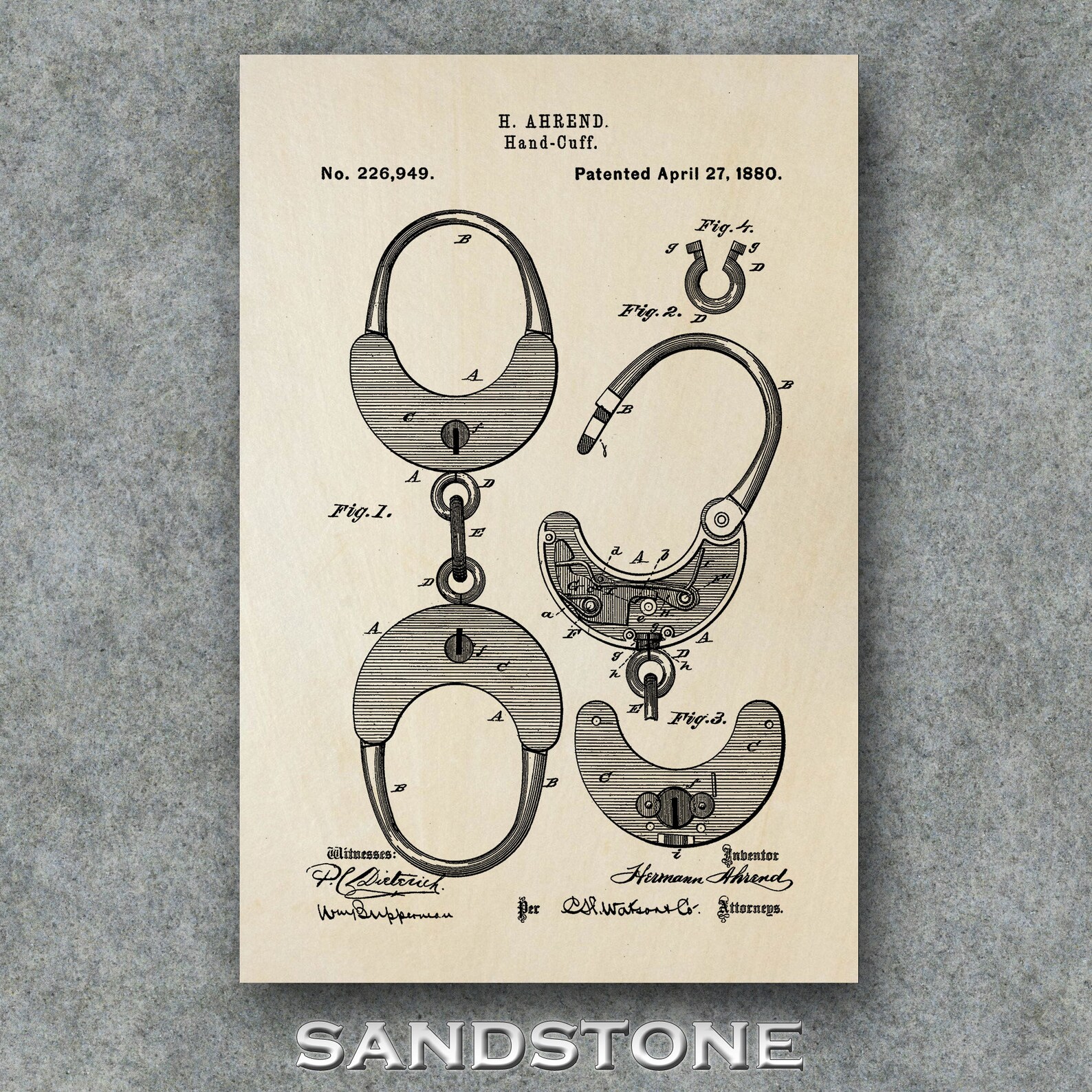 Handcuffs Patent Print Handcuff Poster Police Gift Vintage - Etsy