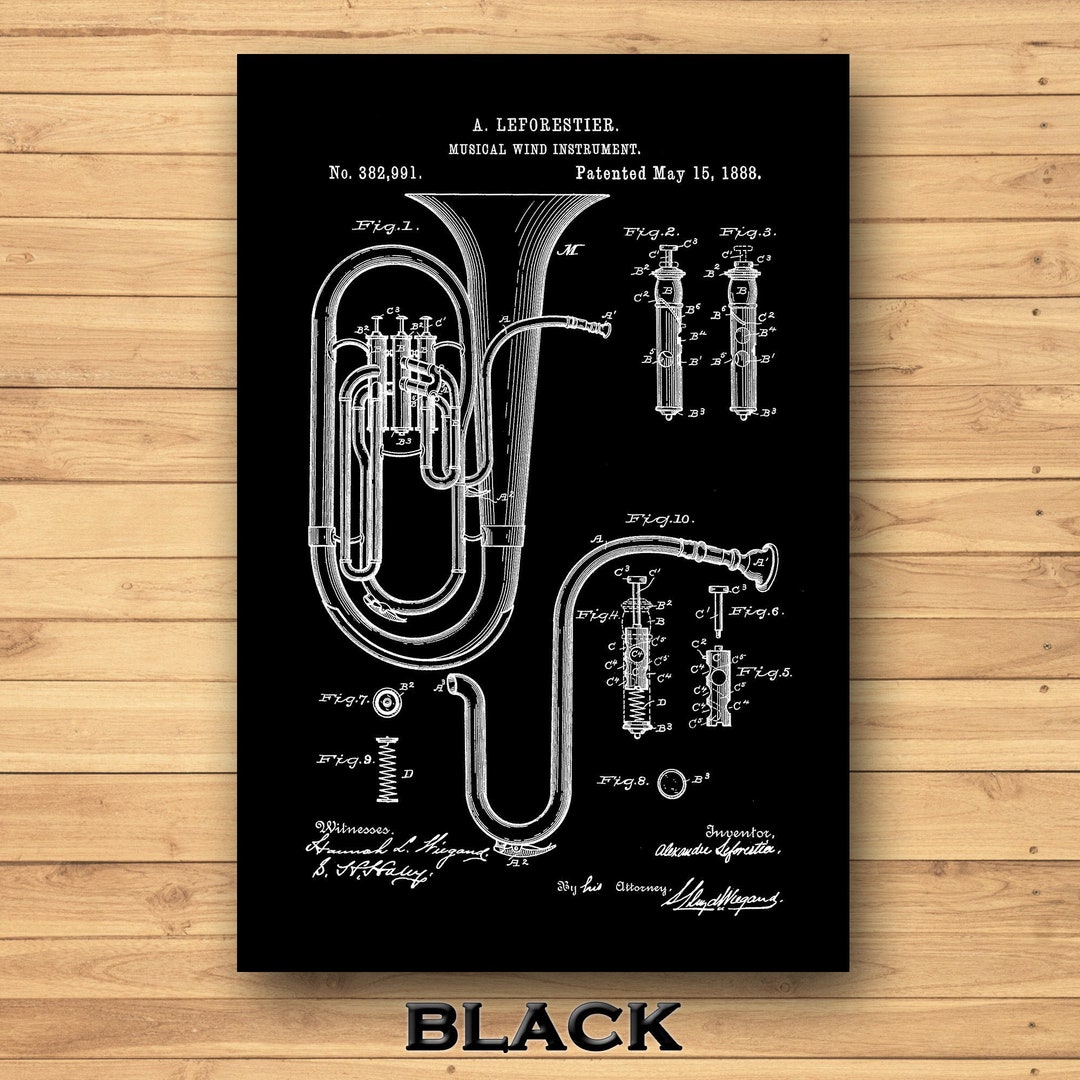 Tuba Patent Print, Tuba Poster, Brass Instrument, Sousaphone, Orchestre ...