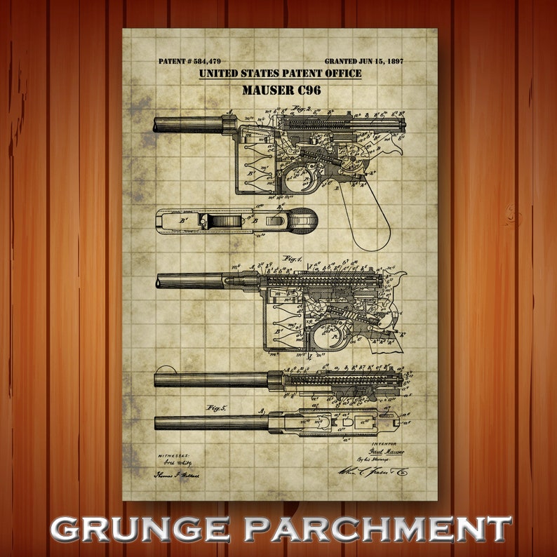Mauser C96 Patent Print Mauser Pistol Poster Old Gun Art | Etsy