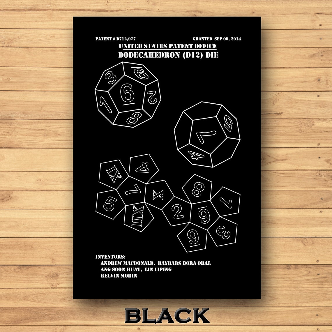D12 D&D Dice Patent Print Dungeons And Dragons Gift DnD | Etsy