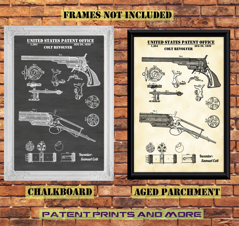 Colt Revolver Poster Vintage Gun Art Revolver Patent | Etsy