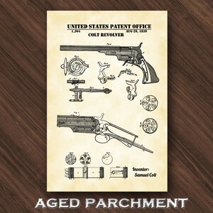 Colt Revolver Poster Vintage Gun Art Revolver Patent | Etsy
