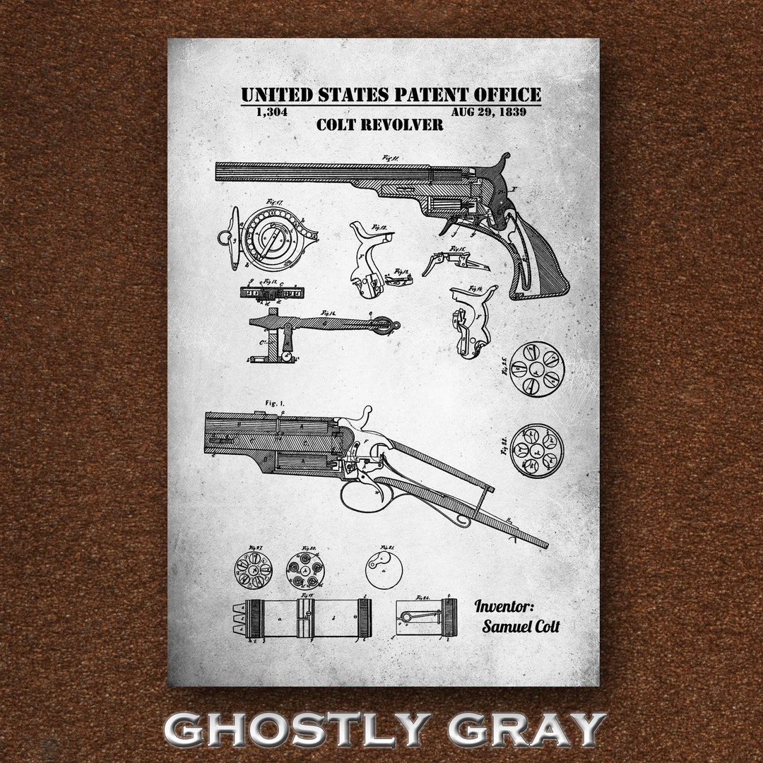 Colt Revolver Poster Vintage Gun Art Revolver Patent - Etsy