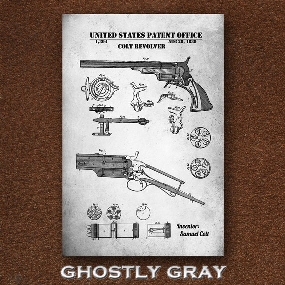 Colt Revolver Poster Vintage Gun Art Revolver Patent | Etsy