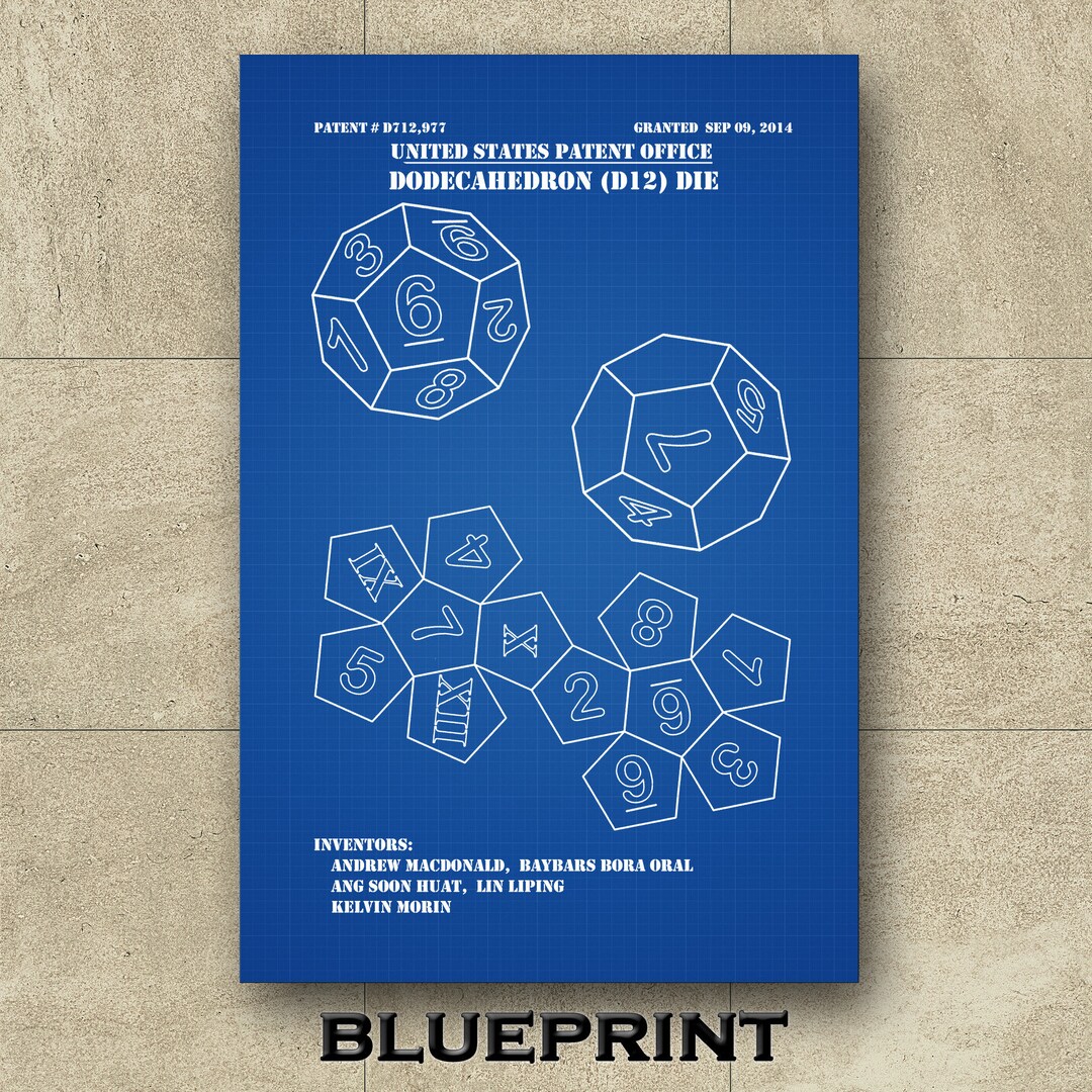 D12 D&D Dice Patent Print Dungeons and Dragons Gift Dnd - Etsy
