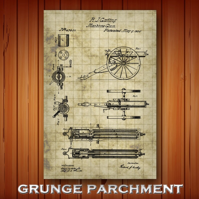 1865 Gatling Machine Gun Patent Print Machine Gun Poster | Etsy