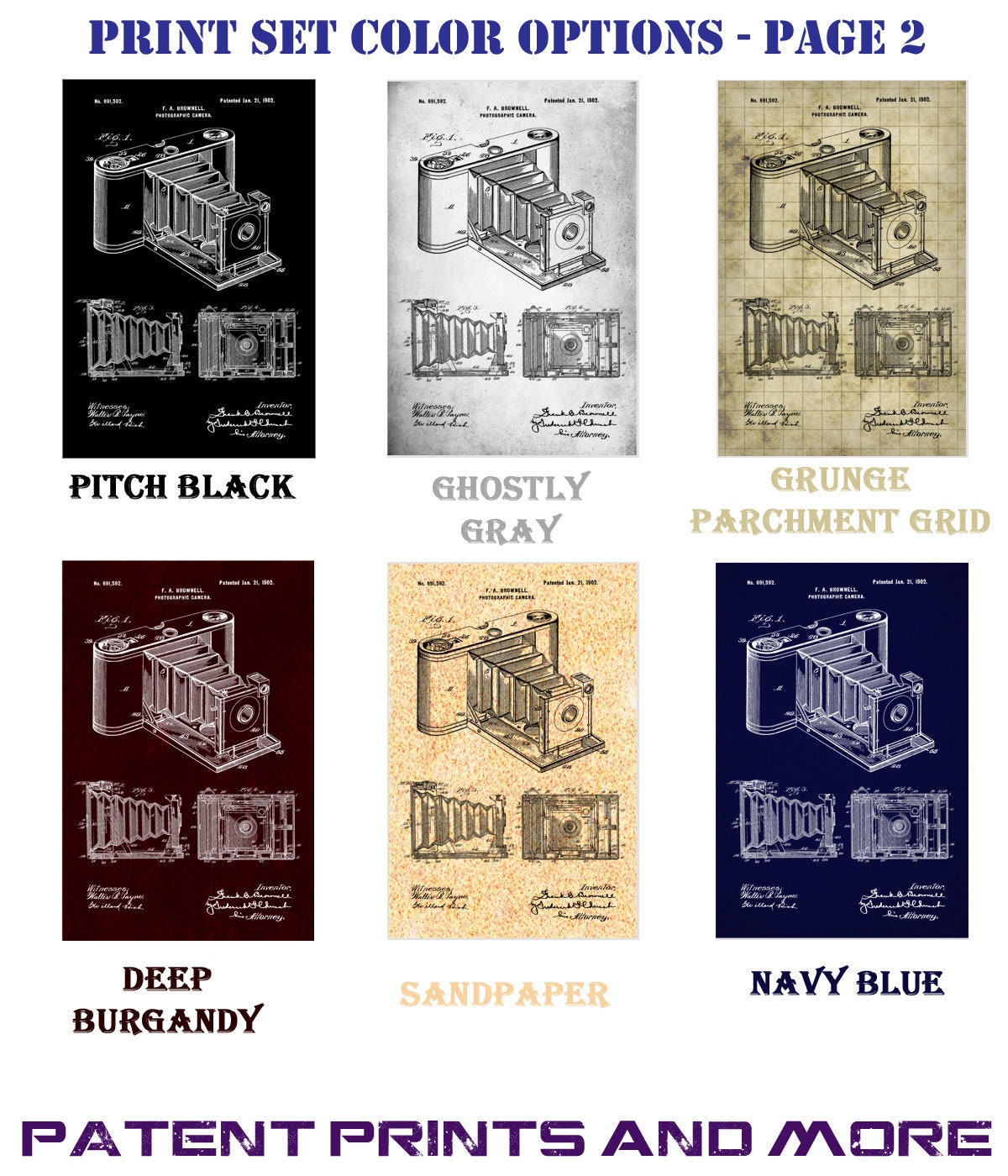 Camera Patent Print Set of 4 Vintage Camera Collection Poster - Etsy