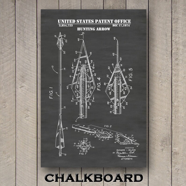 Hunting Arrow Patent Print Hunting Arrow Poster Archery | Etsy
