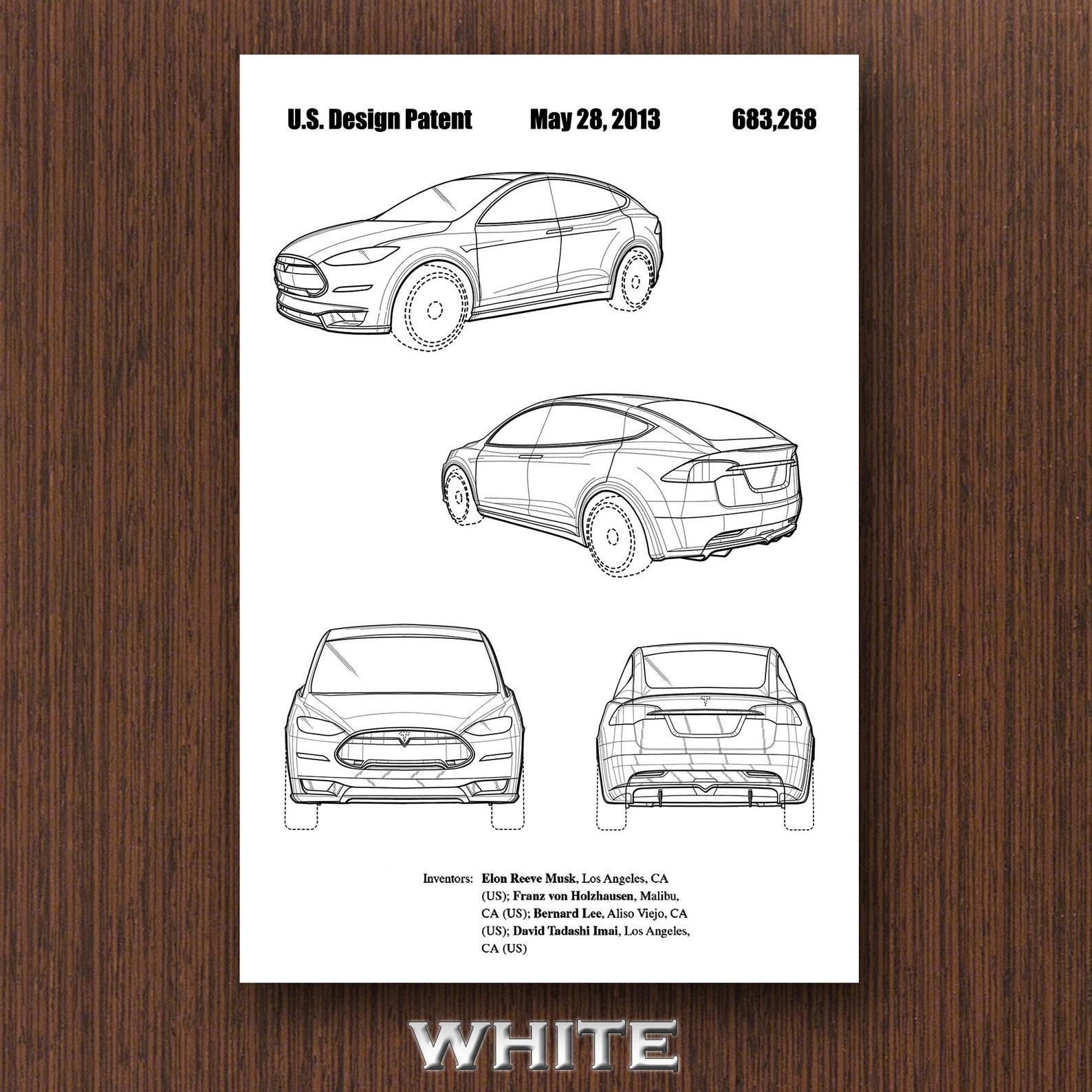 2013 Tesla Model X Patent Print Tesla Motors Car Poster | Etsy