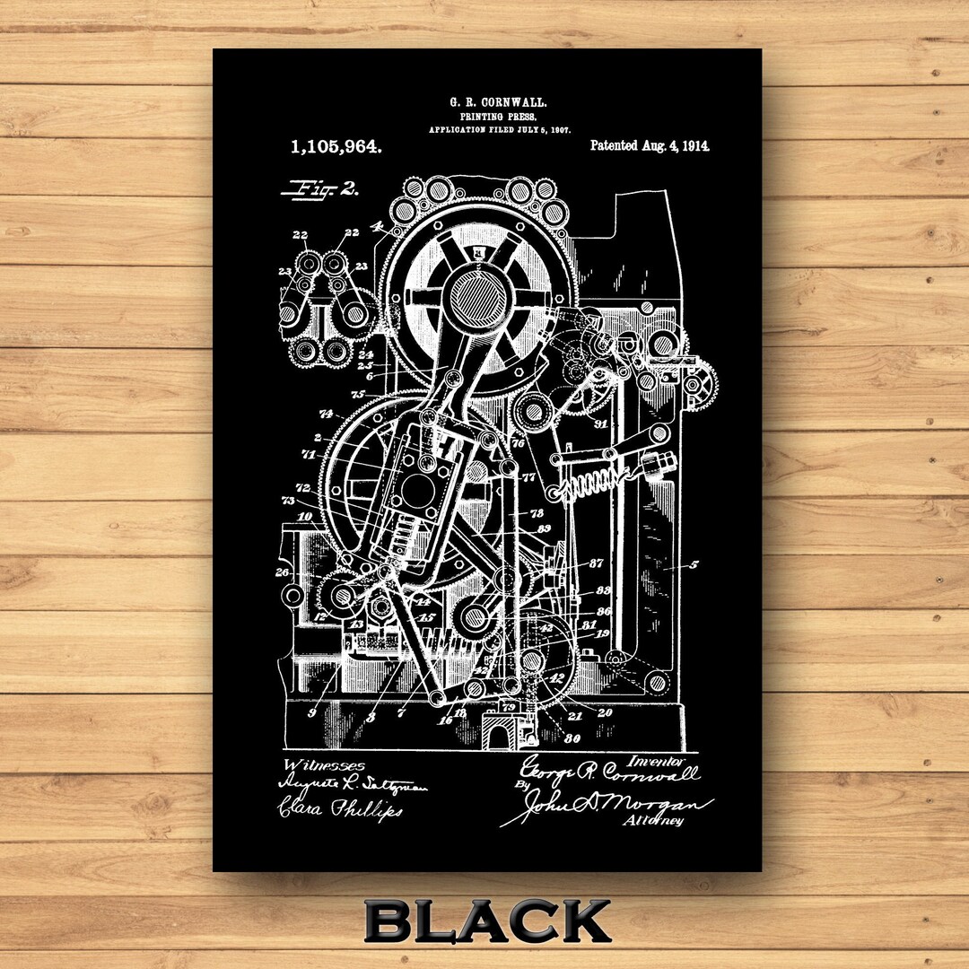Printing Press Poster Printing Press Patent Printing Press - Etsy