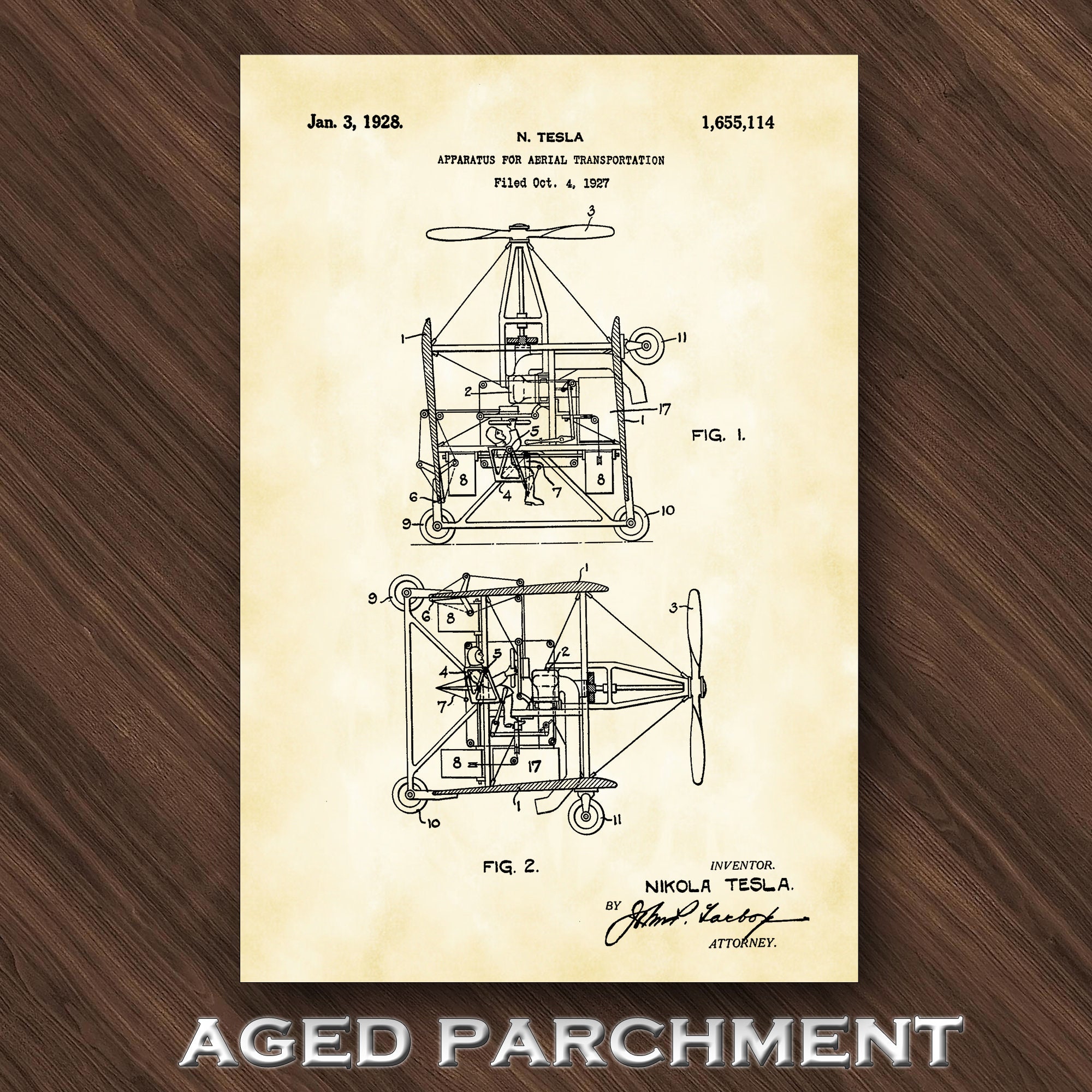 Nikola Tesla Flying Machine Patent Print Tesla Airplane - Etsy Hong Kong