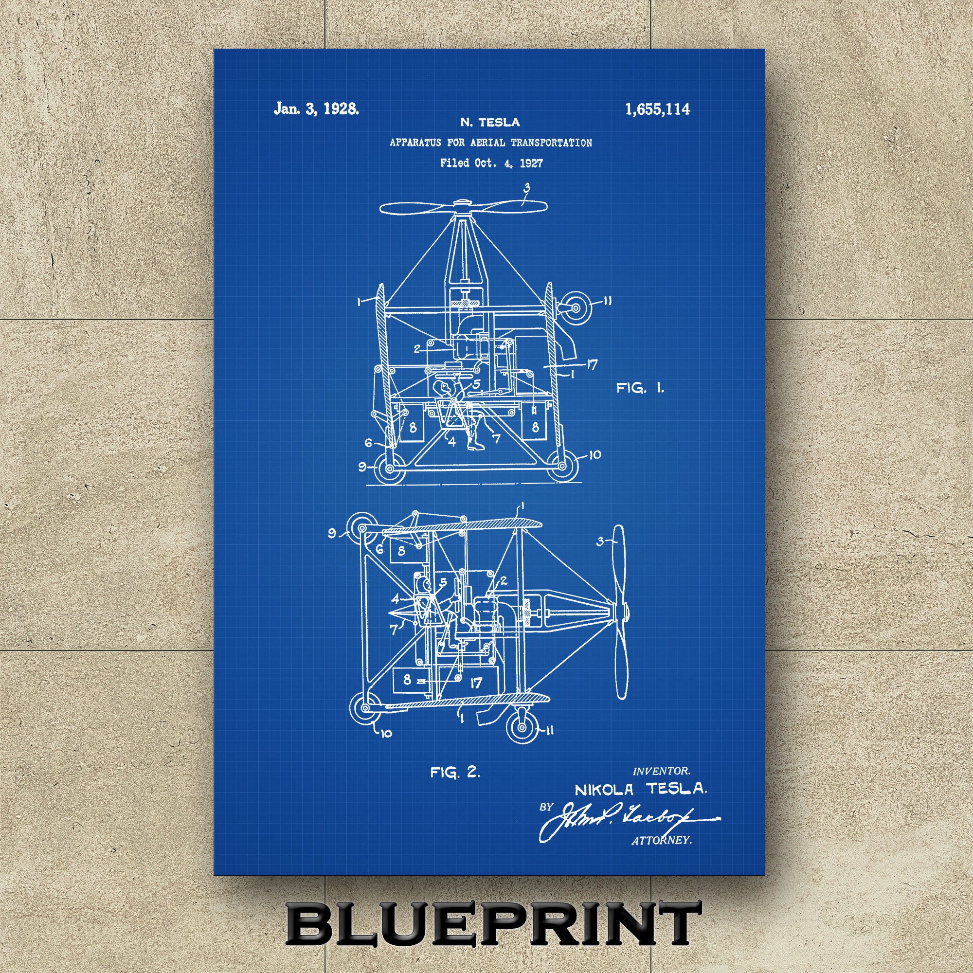 Nikola Tesla Flying Machine Patent Print Tesla Airplane - Etsy Hong Kong