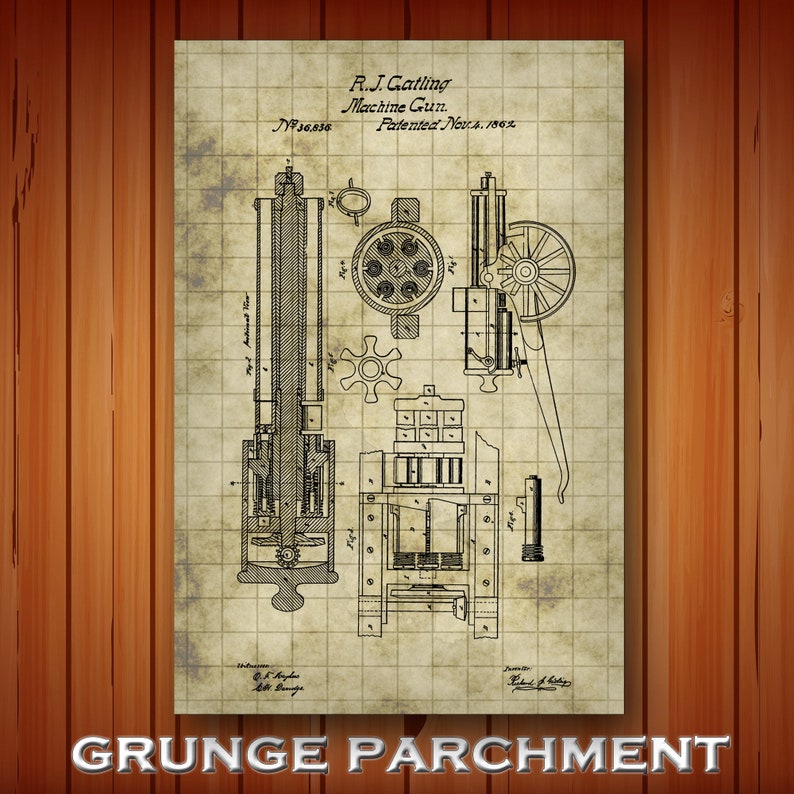 1862 Gatling Gun Patent Print Machine Gun Poster Machine Gun | Etsy
