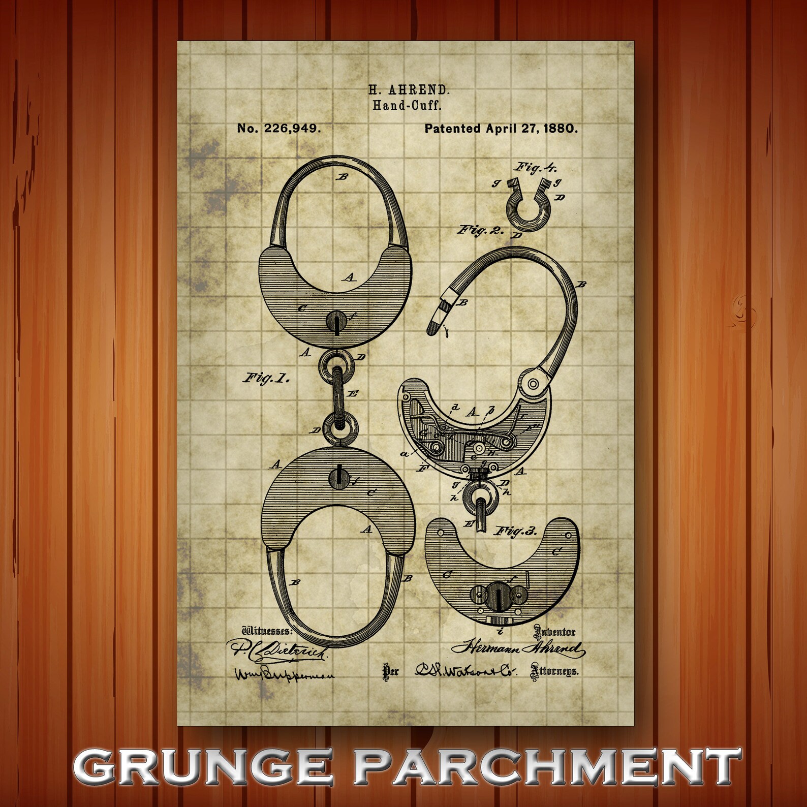 Handcuffs Patent Print Handcuff Poster Police Gift Vintage | Etsy