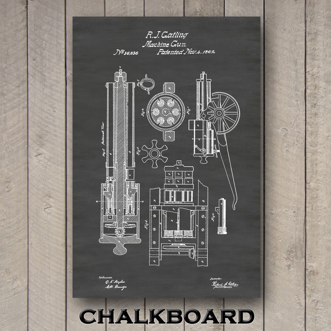 1862 Gatling Gun Patent Print Machine Gun Poster Machine Gun | Etsy