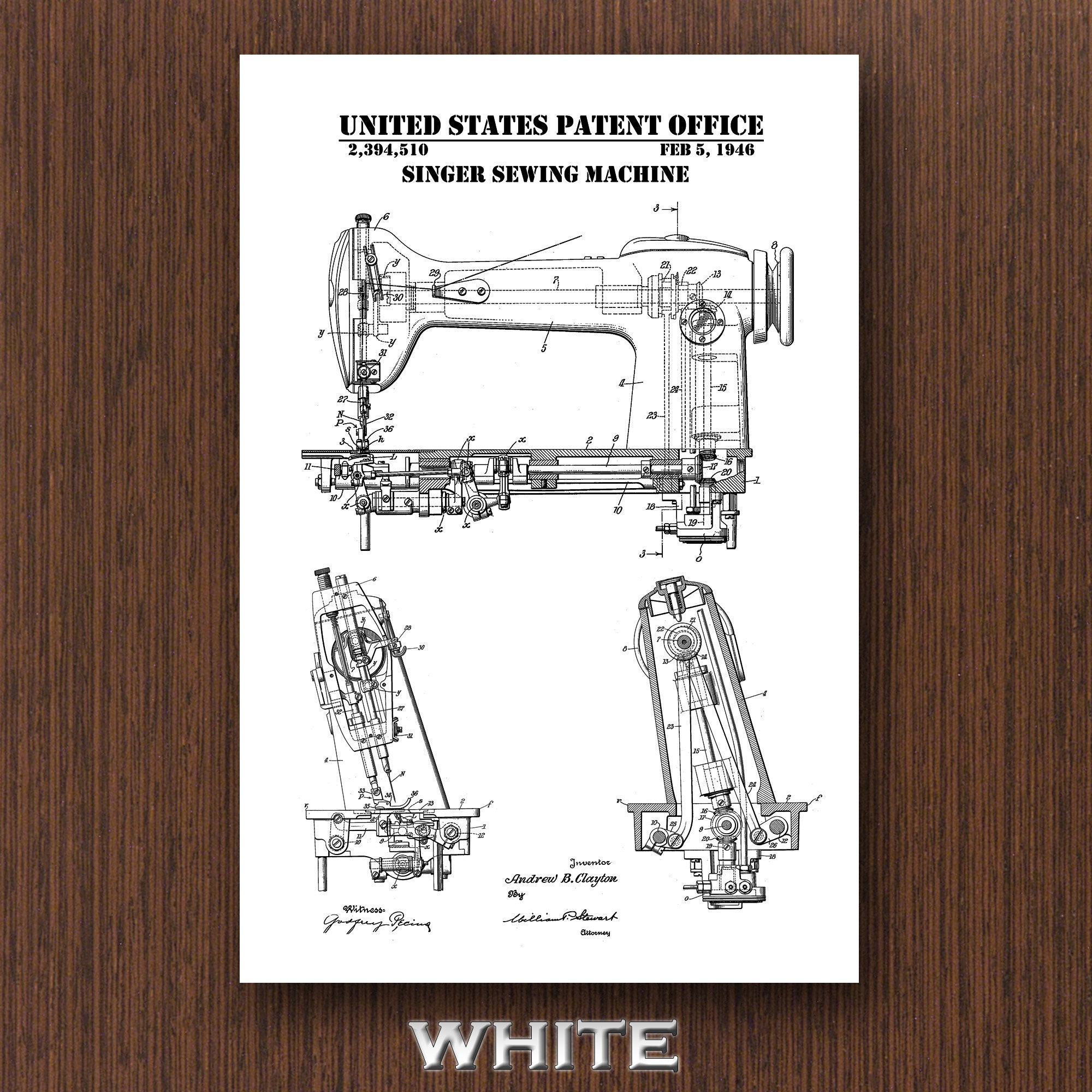Singer Sewing Machine Patent Print Sewing Decor Sewing Room | Etsy