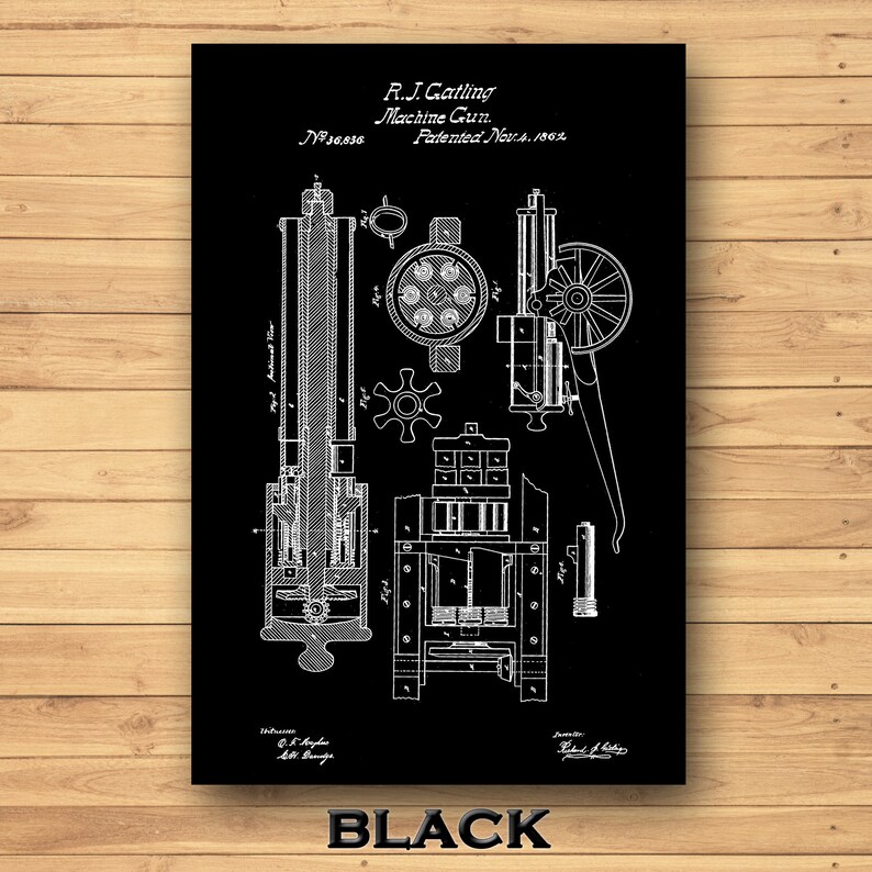 1862 Gatling Gun Patent Print Machine Gun Poster Machine Gun | Etsy