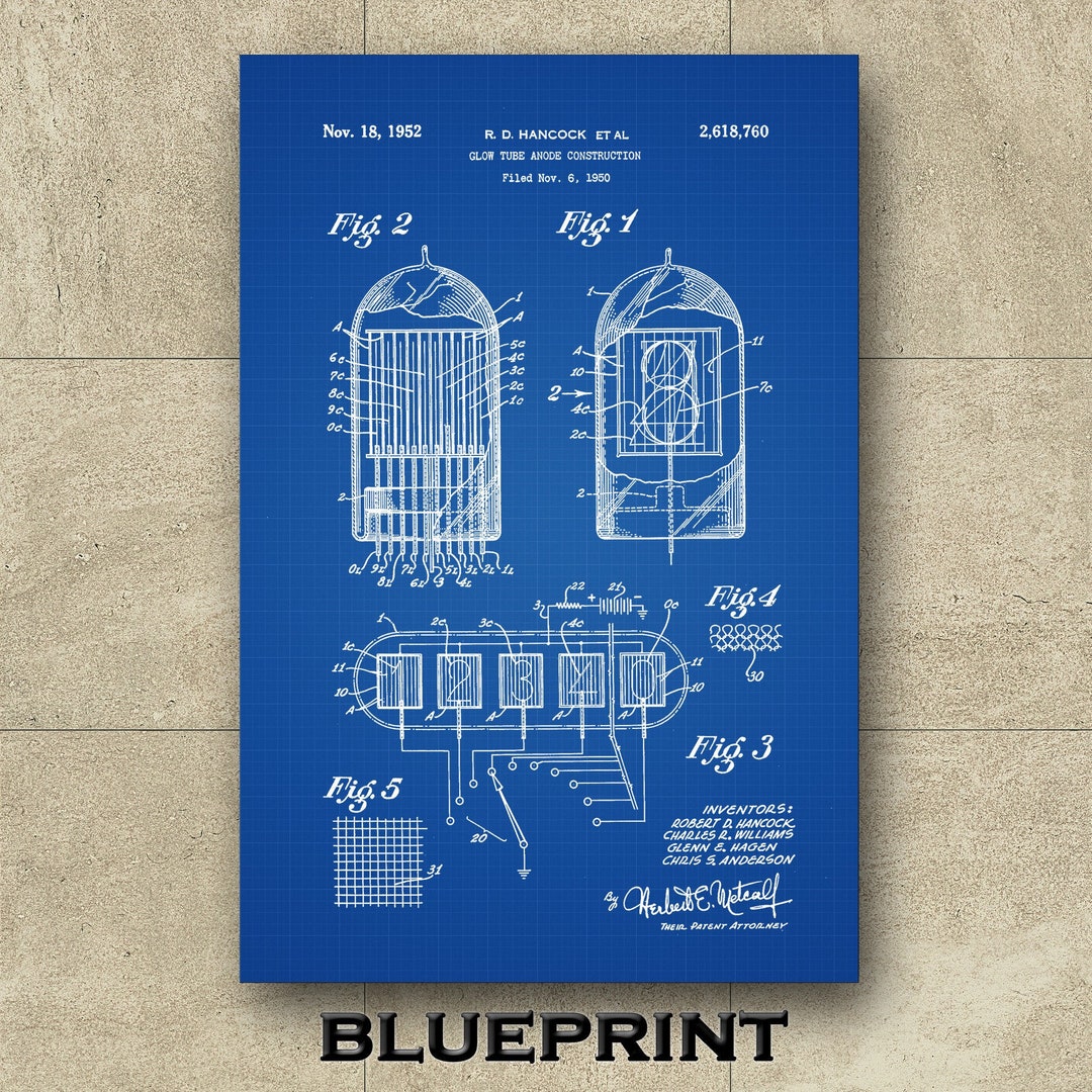 Nixie Tube Patent Print, Nixie Tube Art, Glow Tube Poster, Vacuum Tube ...
