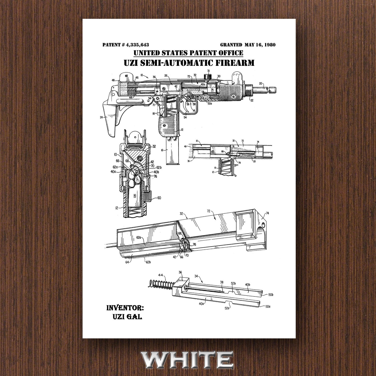 Uzi Patent Print Uzi Poster Machine Gun Art Gun Decor | Etsy
