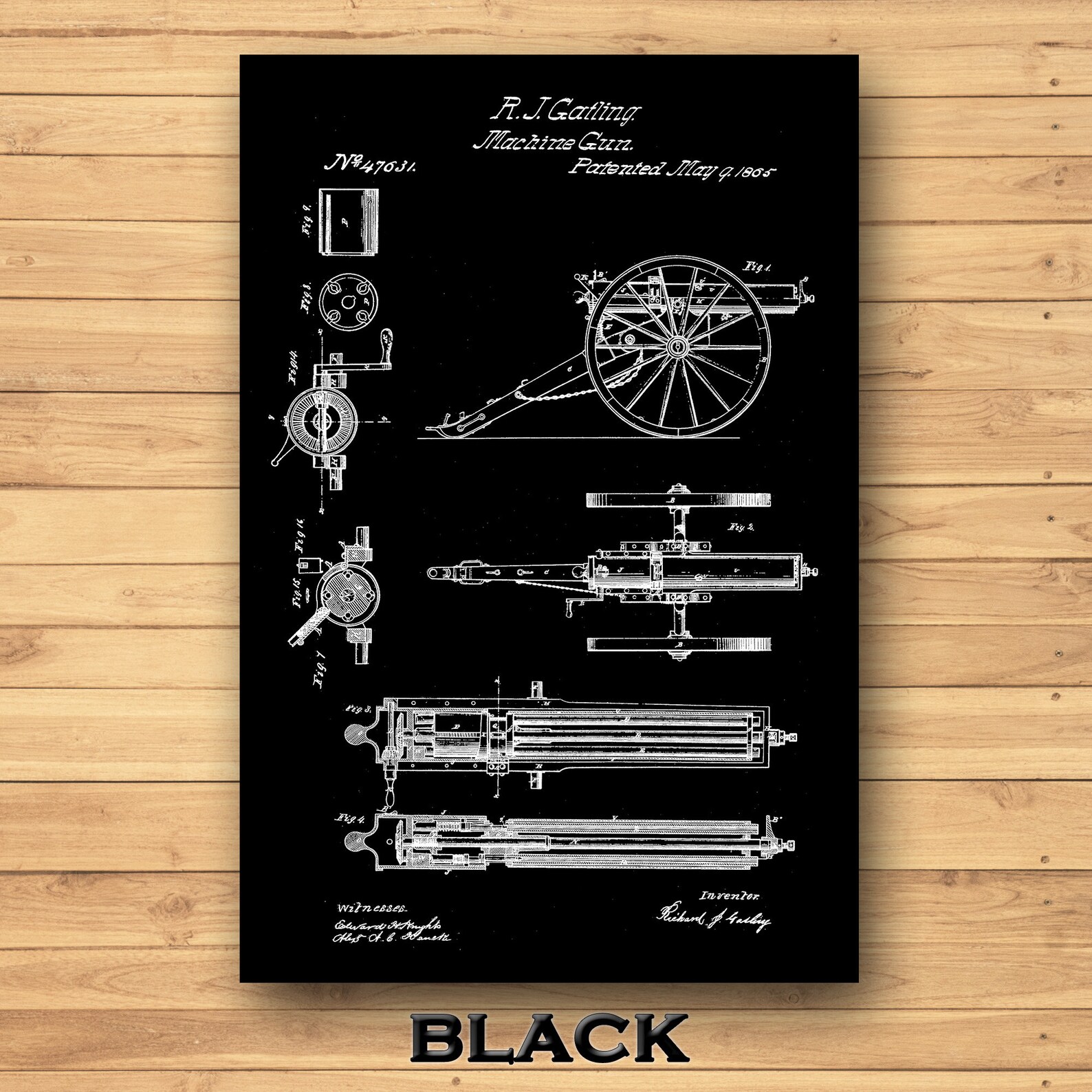 1865 Gatling Machine Gun Patent Print Machine Gun Poster | Etsy