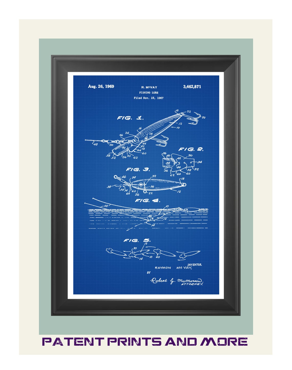 Fishing Lure Patent Print Fishing Lure Poster Artificial | Etsy