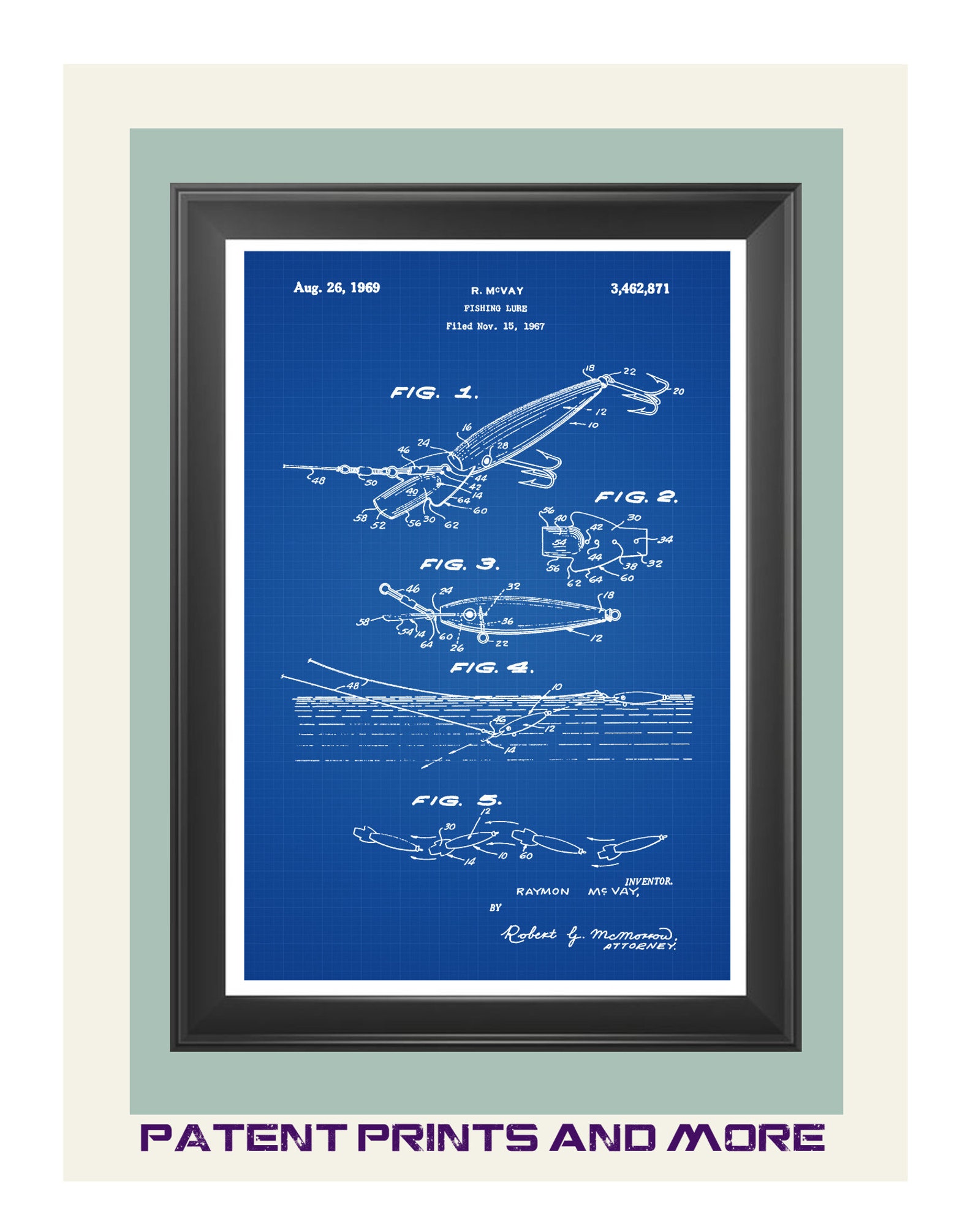 Fishing Lure Patent Print Fishing Lure Poster Artificial | Etsy