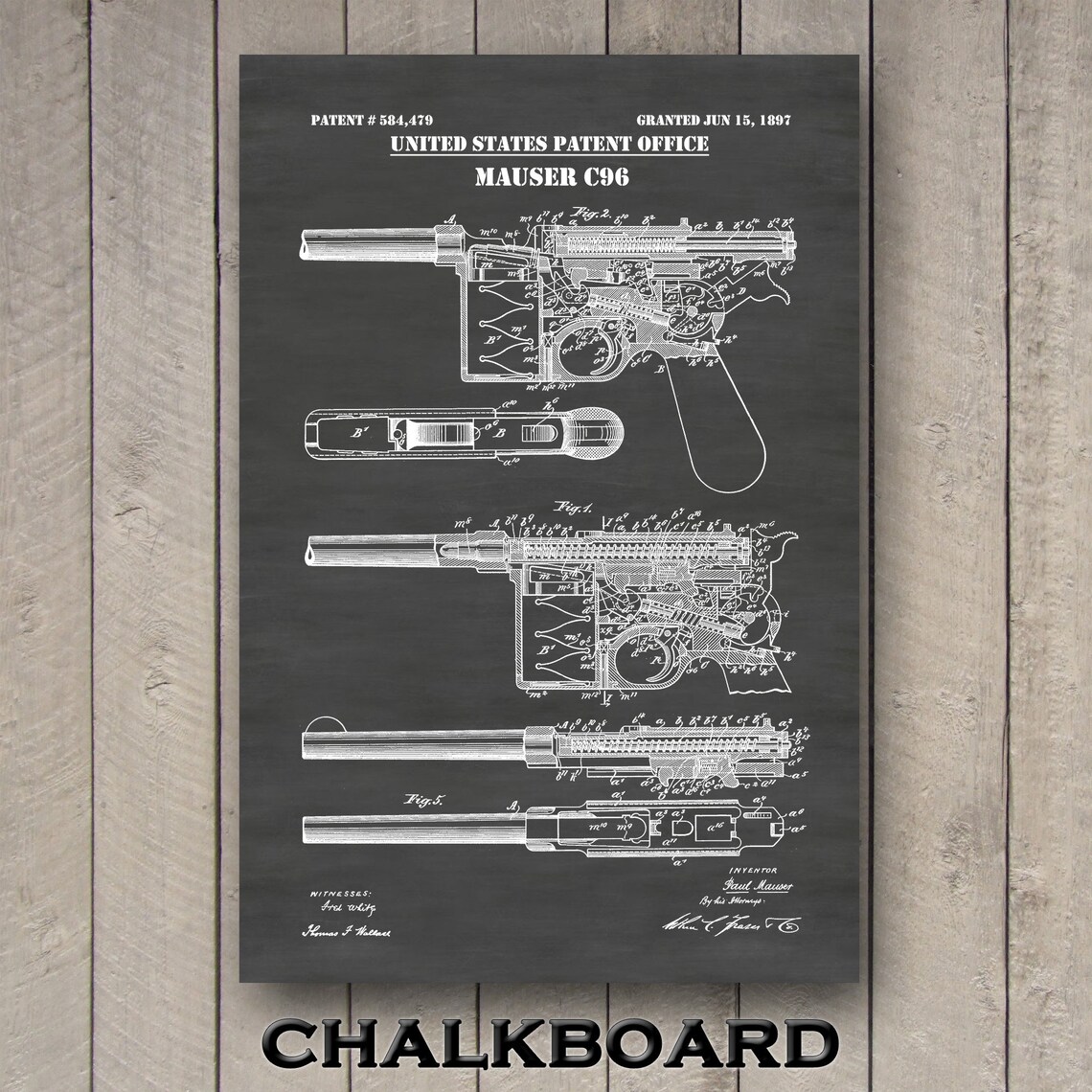 Mauser C96 Patent Print Mauser Pistol Poster Old Gun Art | Etsy