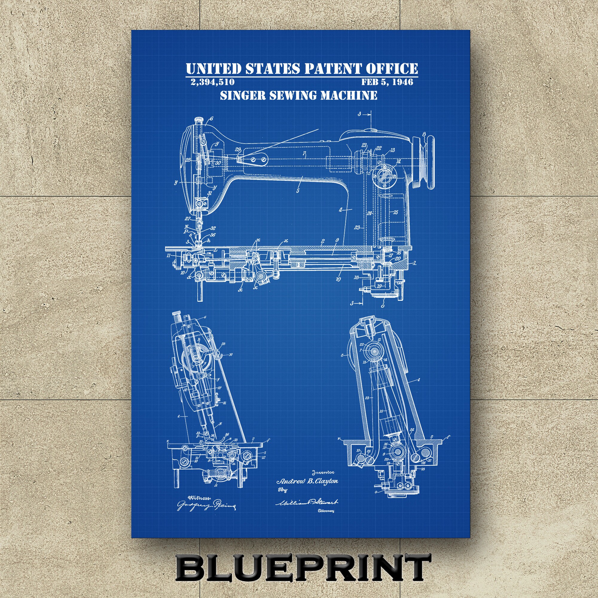 Singer Sewing Machine Patent Print Sewing Decor Sewing Room | Etsy