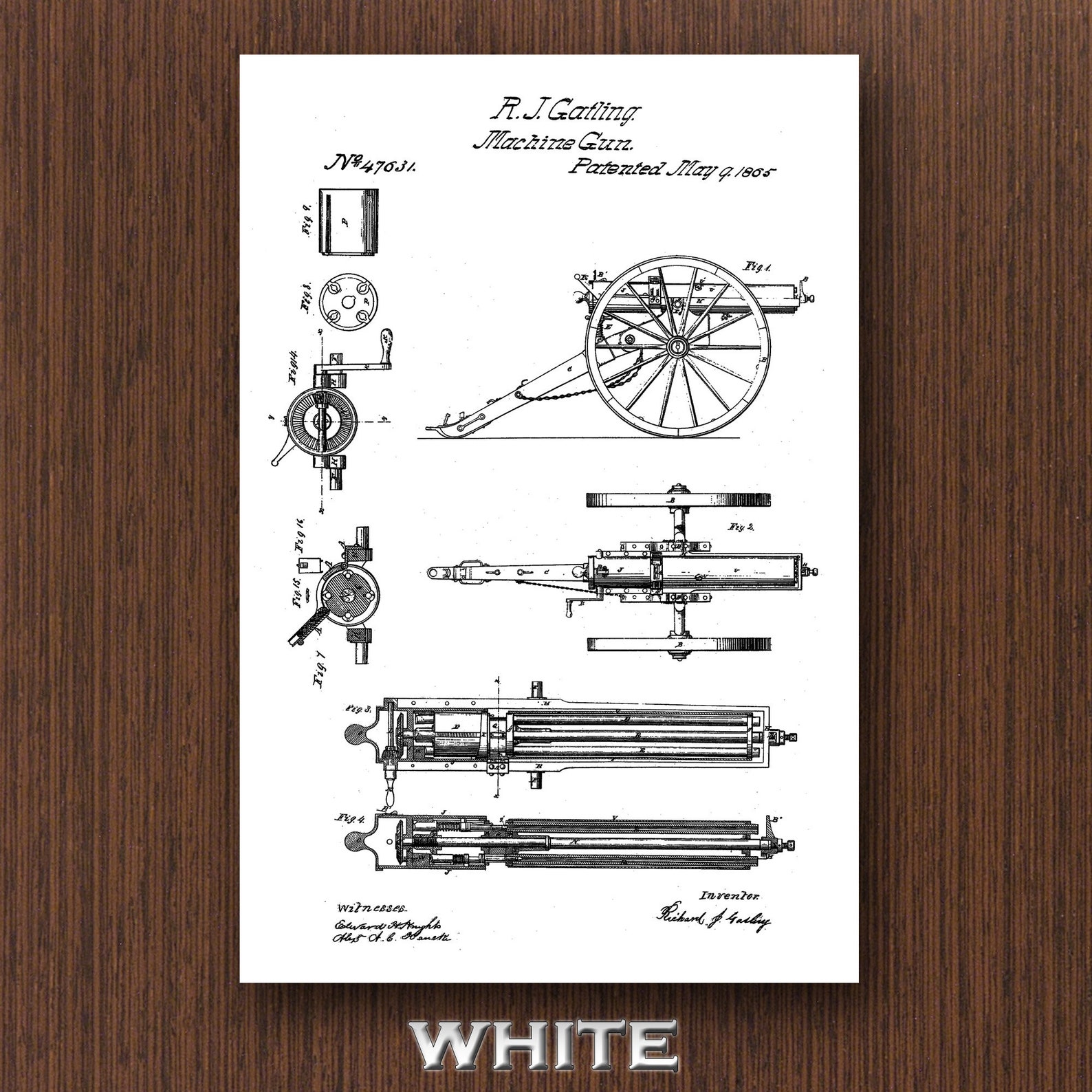 1865 Gatling Machine Gun Patent Print Machine Gun Poster | Etsy