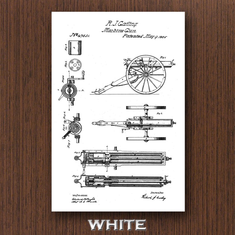 1865 Gatling Machine Gun Patent Print Machine Gun Poster | Etsy