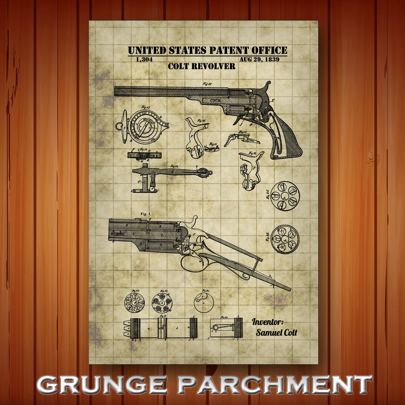 Colt Revolver Poster Vintage Gun Art Revolver Patent | Etsy