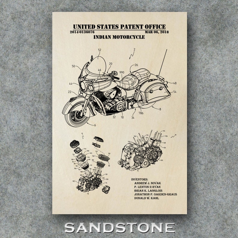 Indian Motorcycle Engine Patent Print Design Indian | Etsy