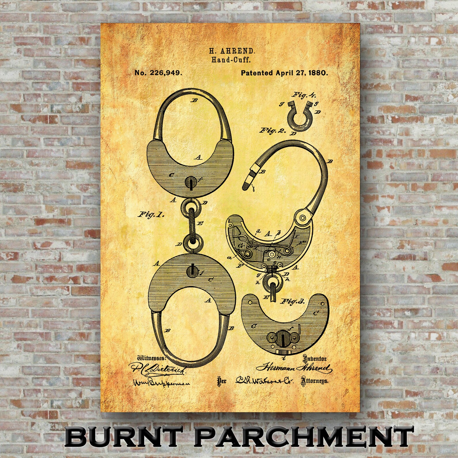 Handcuffs Patent Print Handcuff Poster Police Gift Vintage | Etsy