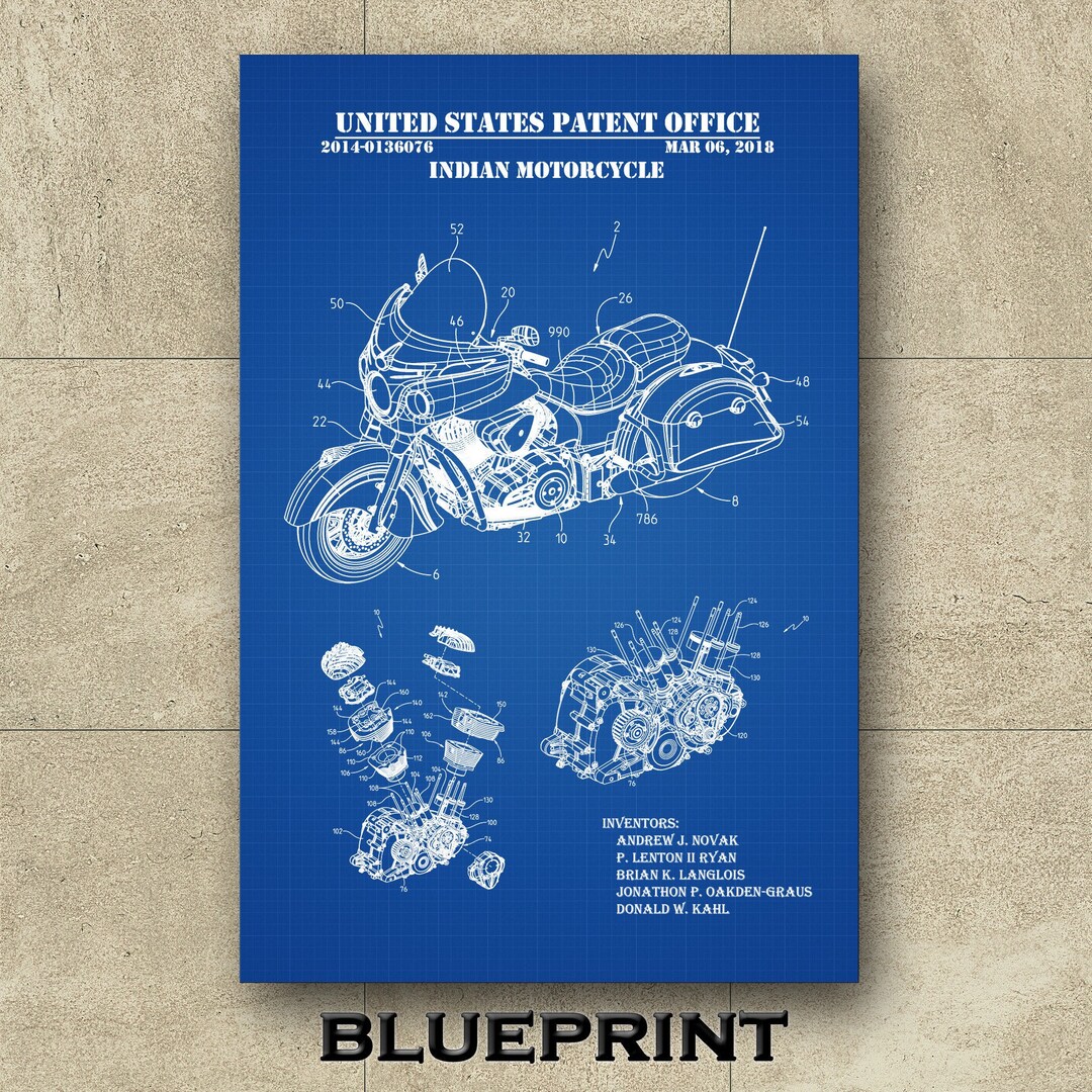 Indian Motorcycle Engine Patent Print Design Indian - Etsy