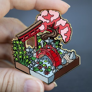 Enamel Pin - Isometric Japanese Zen Garden Hard Enamel Pin - Etsy