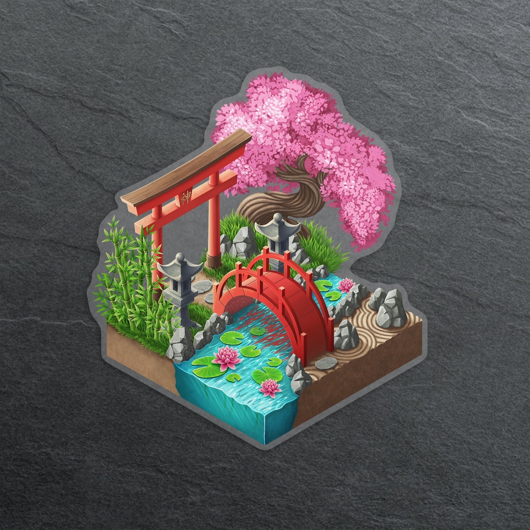 Vinyl Decal - Japanese Zen Garden - Transparent Vinyl Sticker, 2" and 3 ...