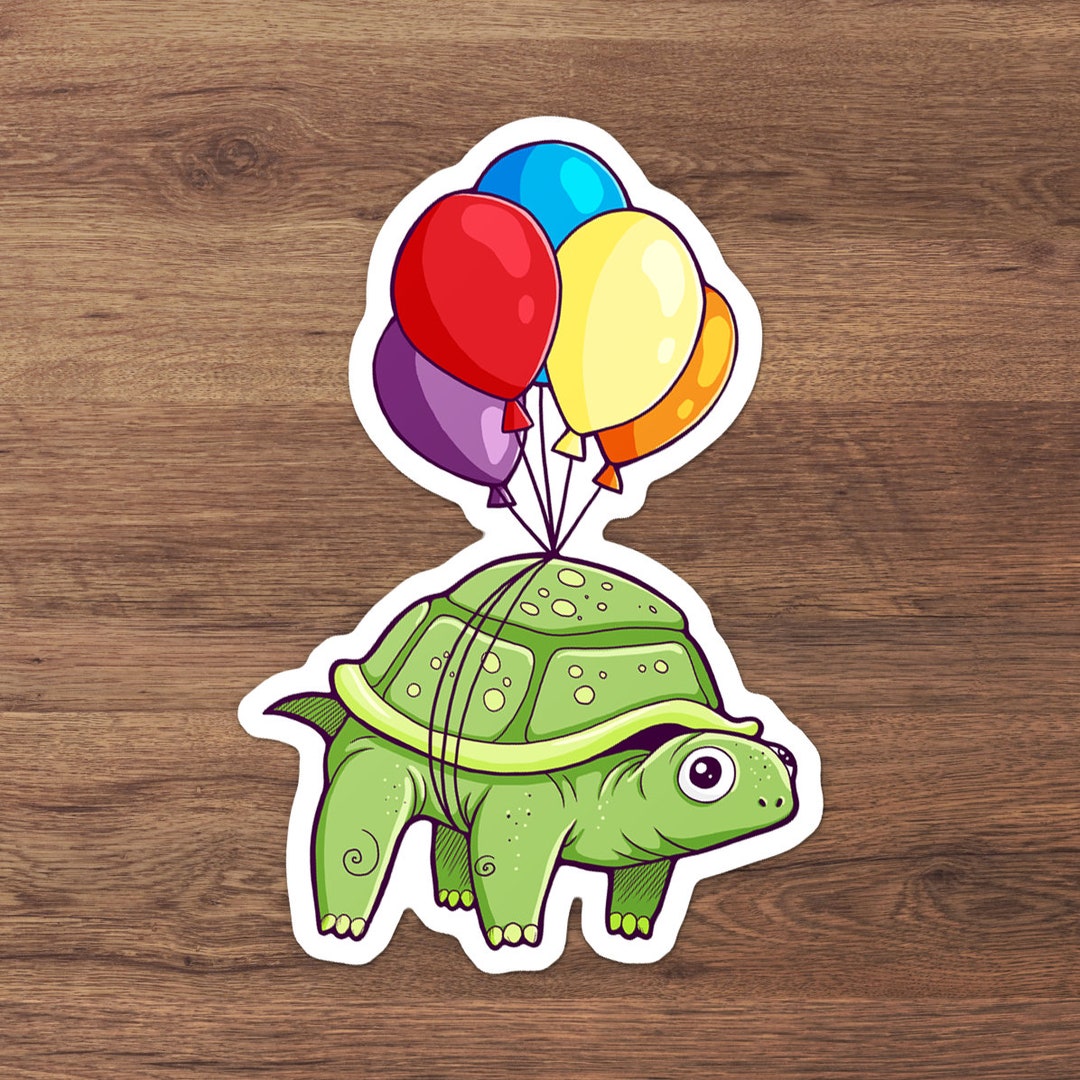 Balloon Turtle Fun Sticker - Vinyl Die Cut Sticker - Etsy