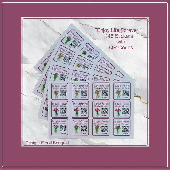 48 X Enjoy Life Forever Stickers 'floral Bouquet' - Etsy