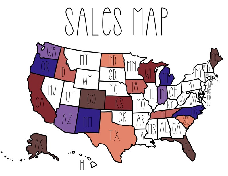 Sales Map Tracker Coloring Map Goal Map Sell Tracker | Etsy