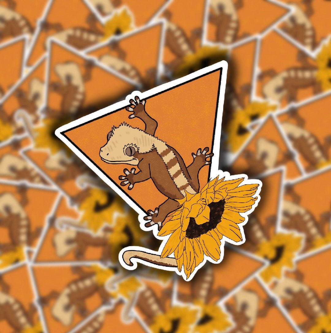 Crested Gecko Sticker, Sunflower, Waterproof - Etsy